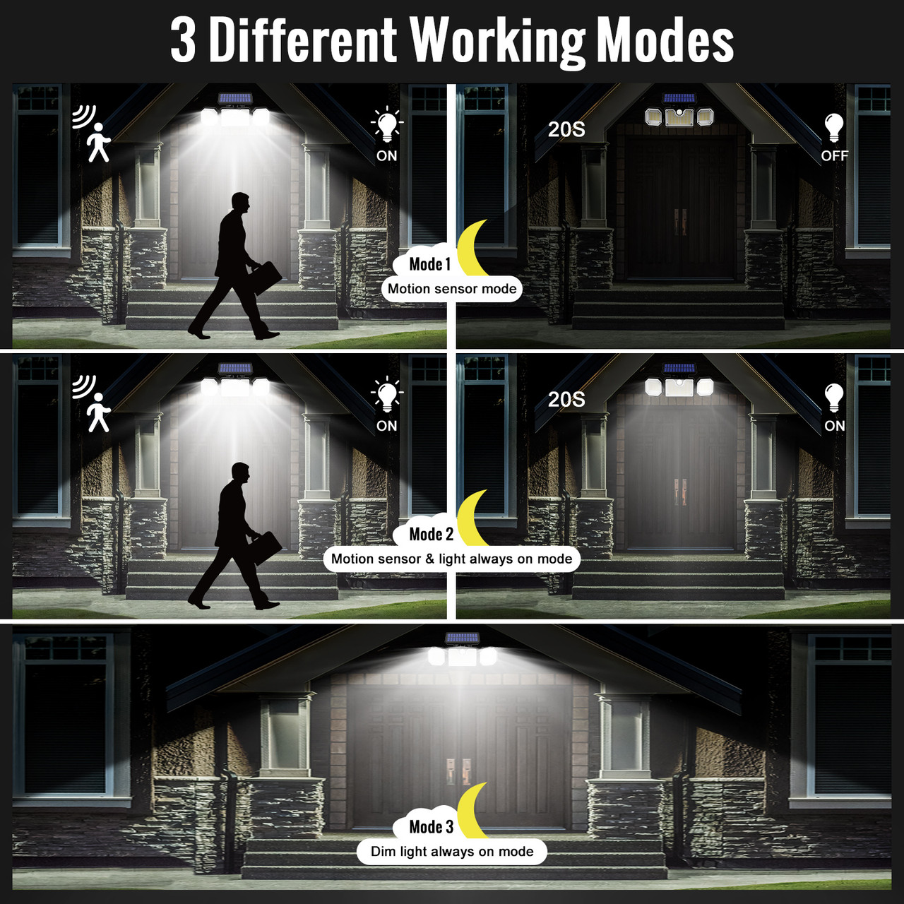 Motion Sensor Flood Light with Remote Control - Solar with Battery ...