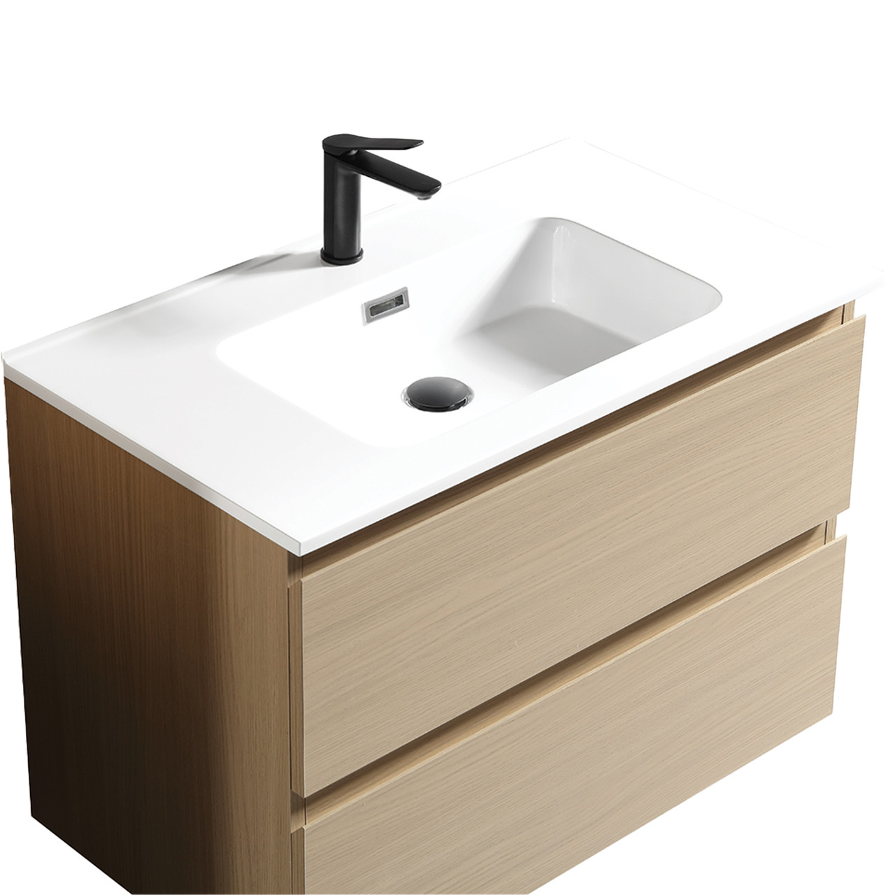 Soho Wall Vanity with Arc Top 800mm - Natural Oak - Trade Depot