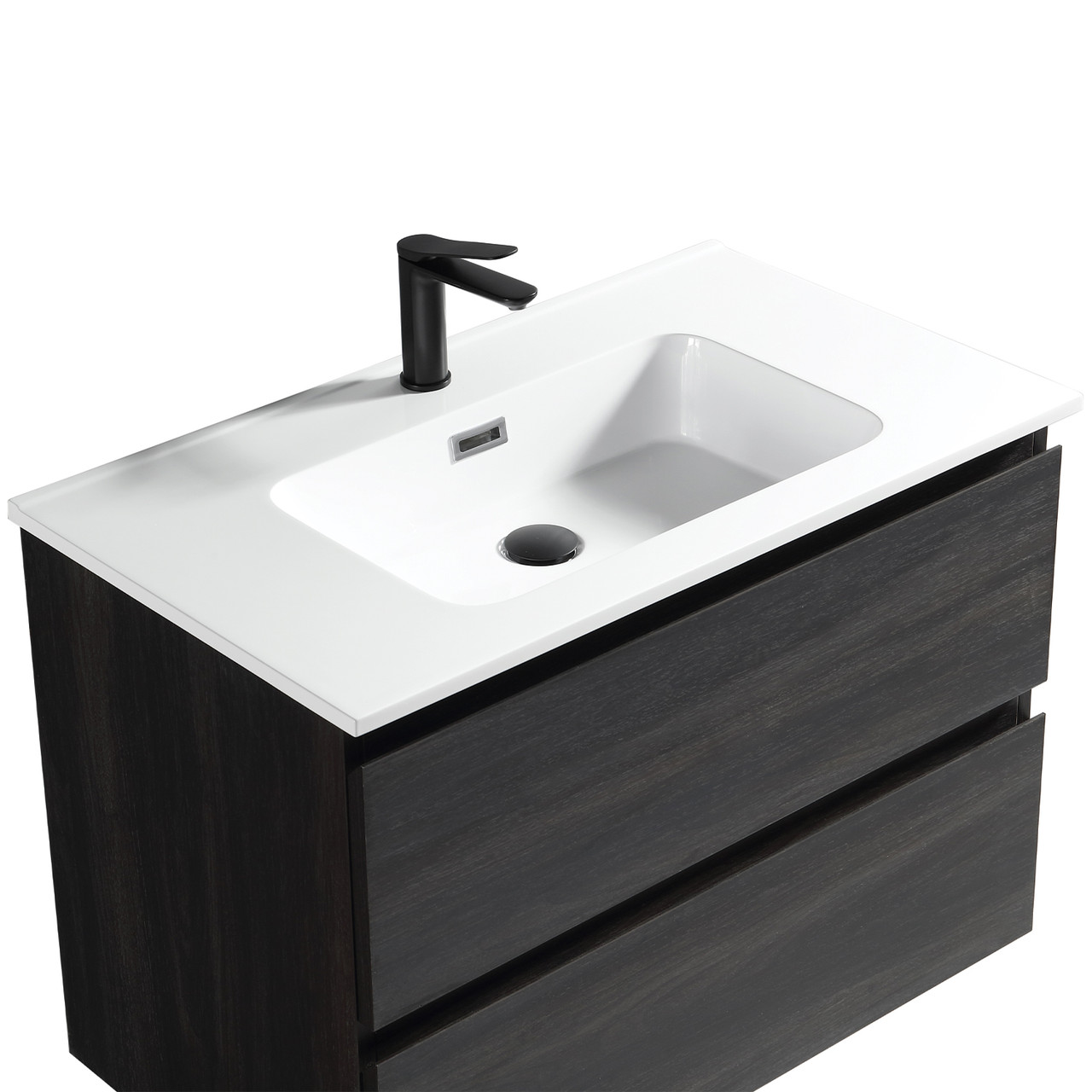 Soho Wall Vanity with Arc Top 800mm - Black Woodgrain - Trade Depot