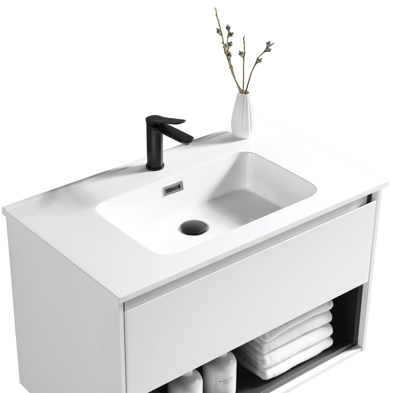 Fremont Wall Vanity with Arc Top 800mm - White Glossy - Trade Depot