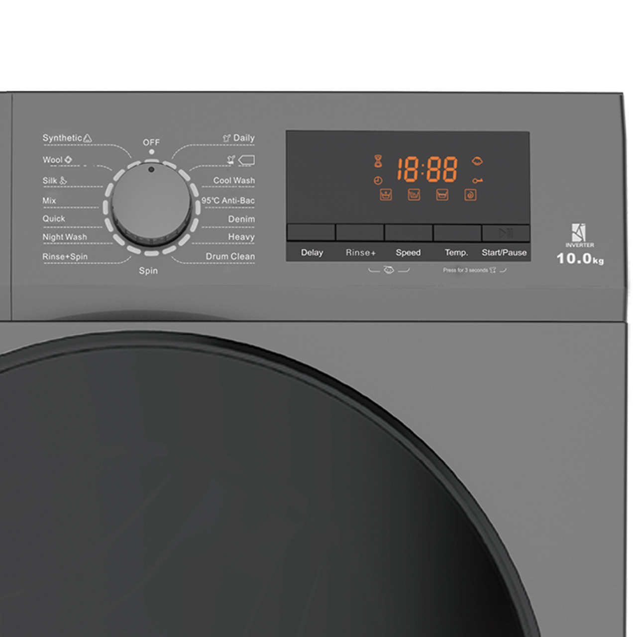 Inverter Washing Machine Front Load Grey - 10kg - Trade Depot