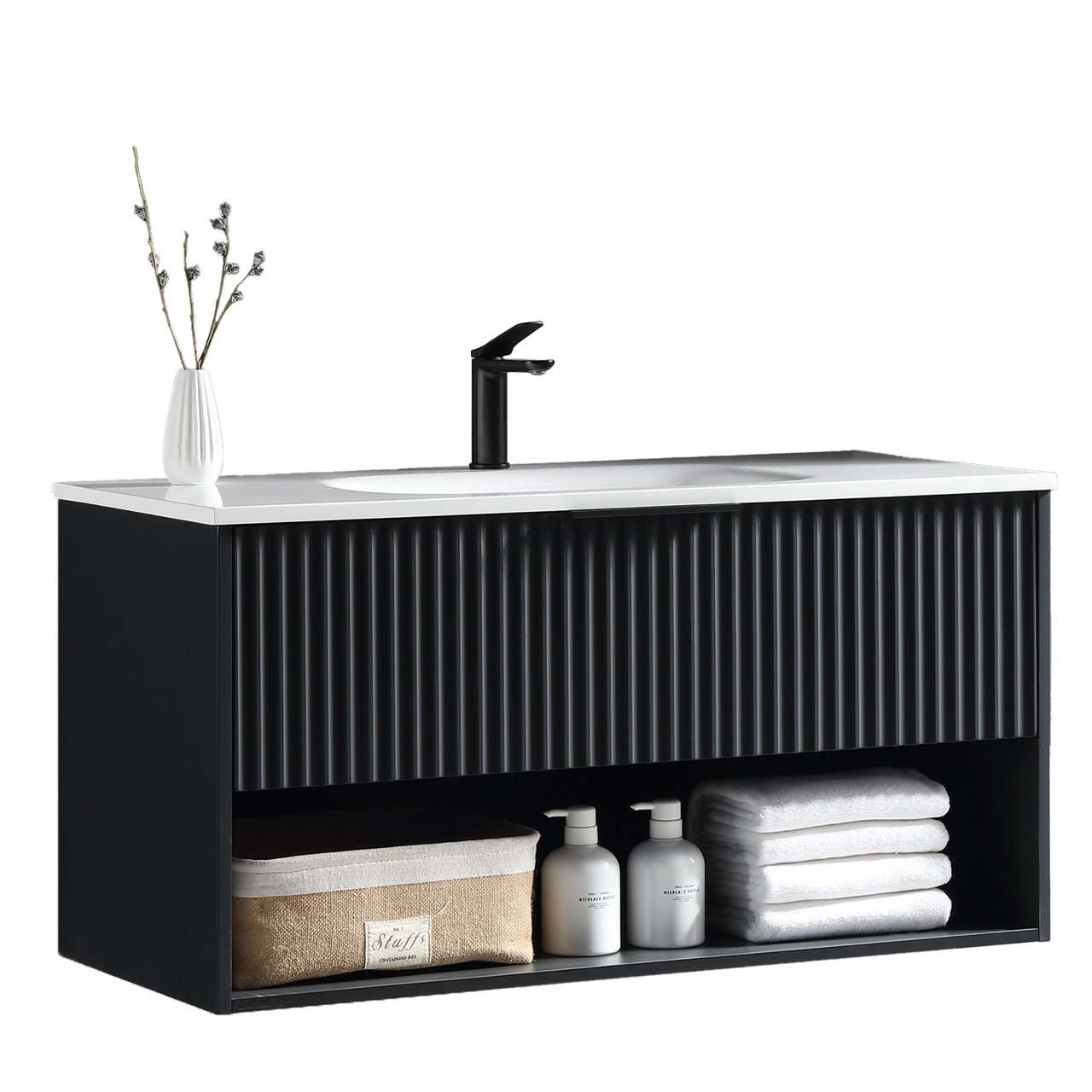 Fremont Wall Vanity with Arc Top 1200mm - Matte Black - Trade Depot