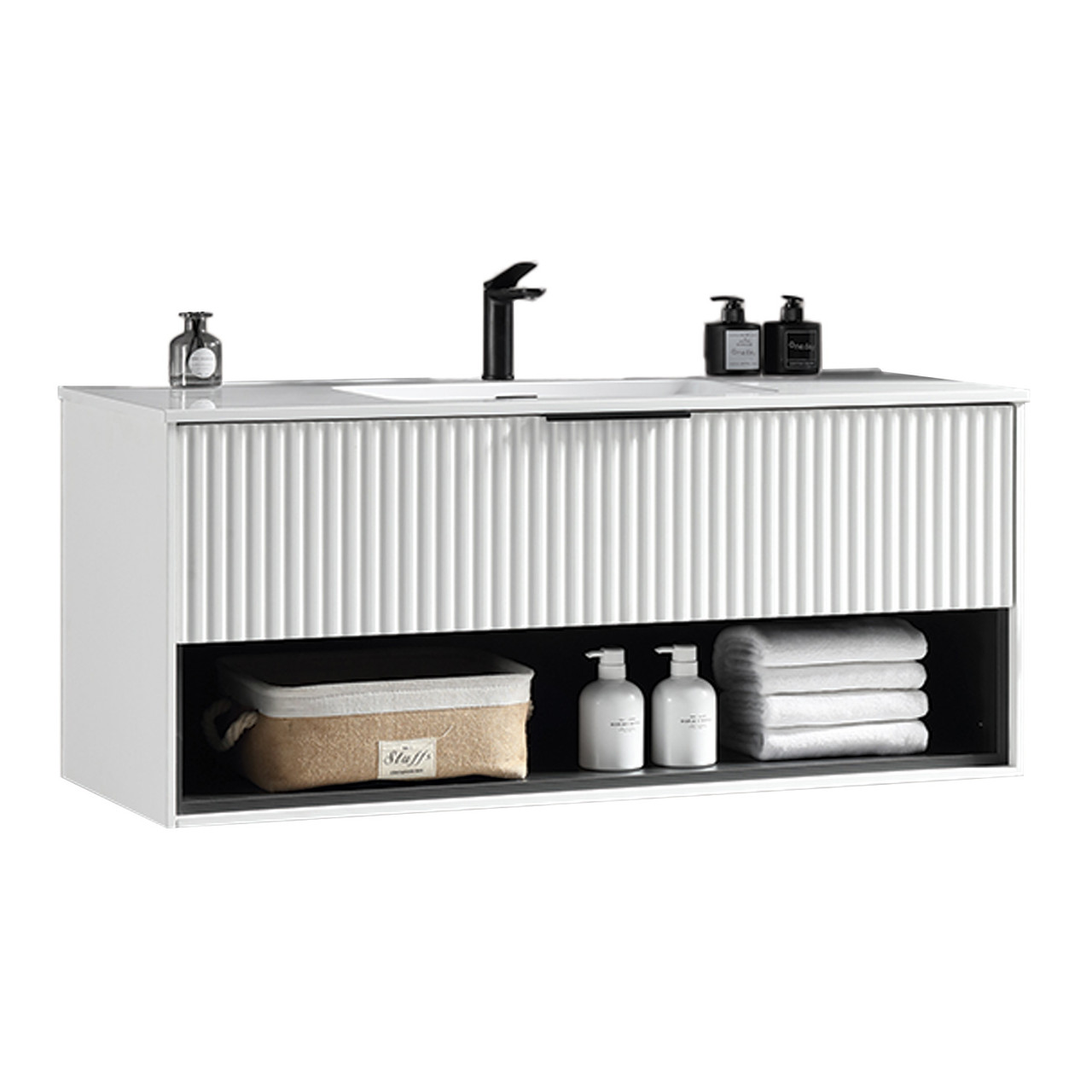 Fremont Wall Vanity with Arc Top 1200mm - Moonlight White - Trade Depot