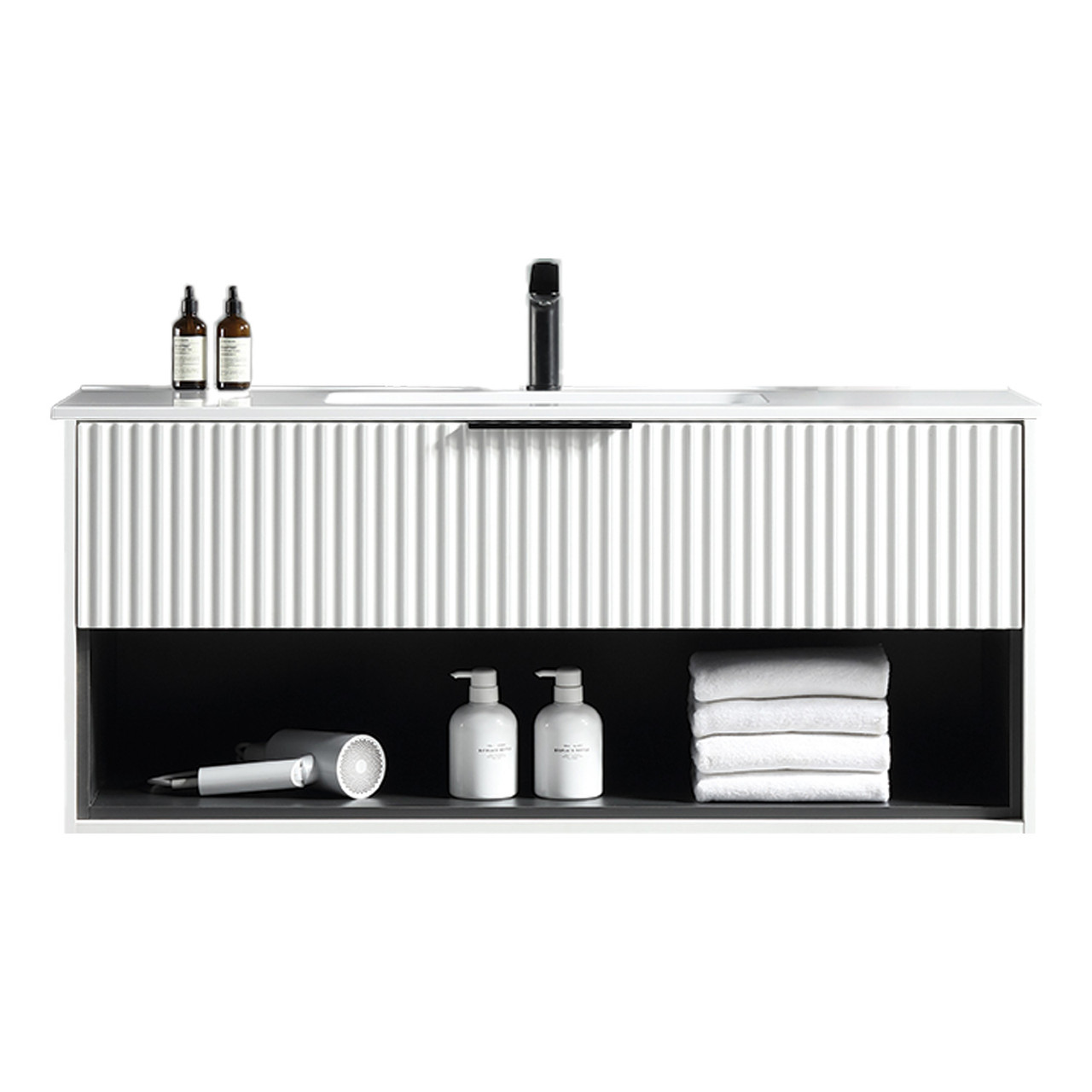 Fremont Wall Vanity with Arc Top 1200mm - Moonlight White - Trade Depot
