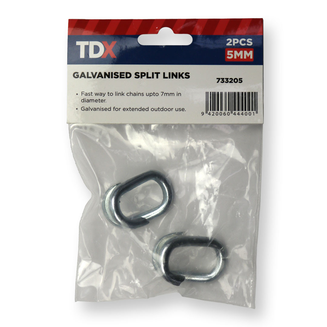 Galvanised Chain Split Links 5mm - 2PCS - Trade Depot