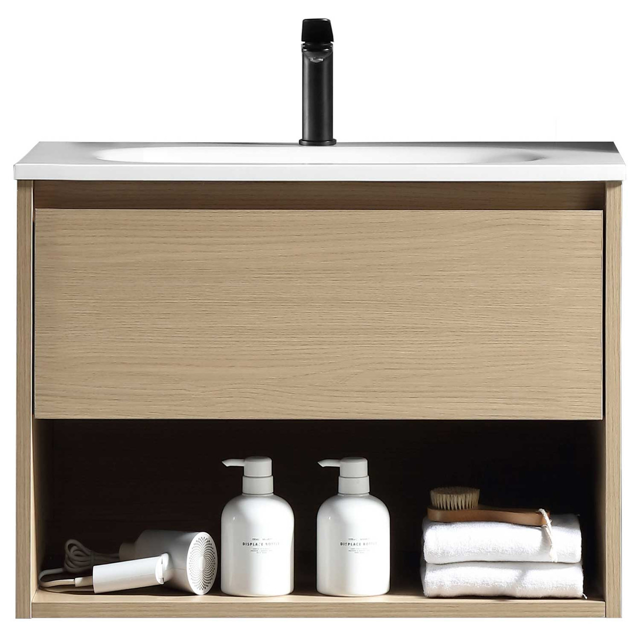Fremont Wall Vanity with Arc Top 600mm - Natural Oak - Trade Depot