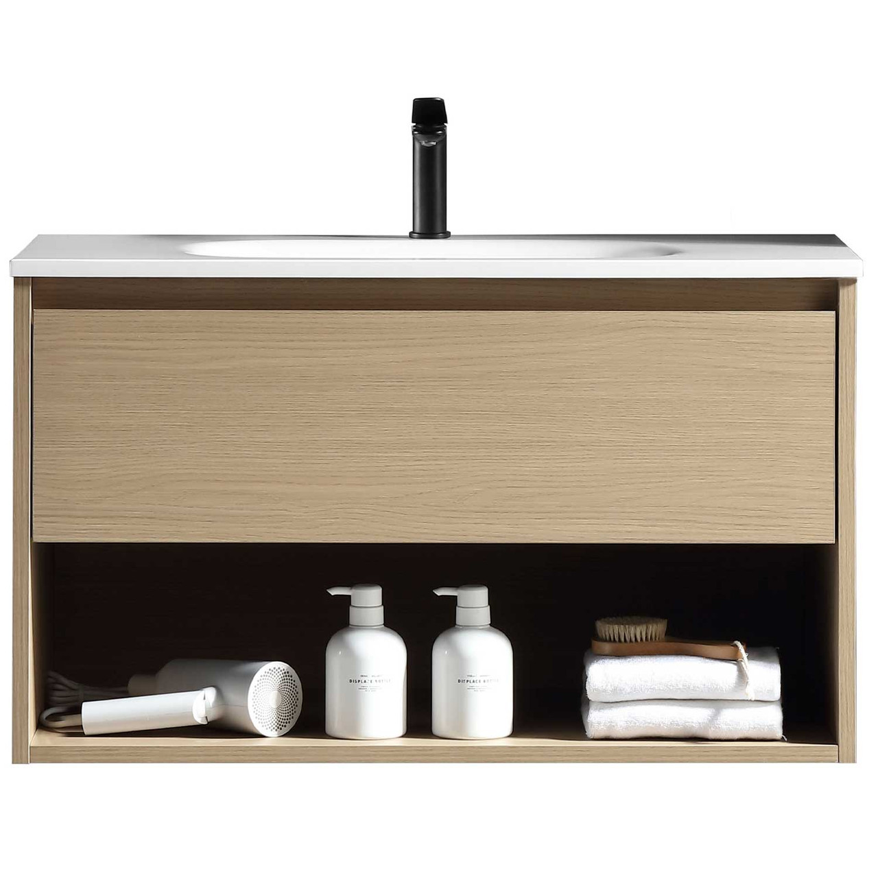 Fremont Wall Vanity with Arc Top 800mm - Natural Oak - Trade Depot
