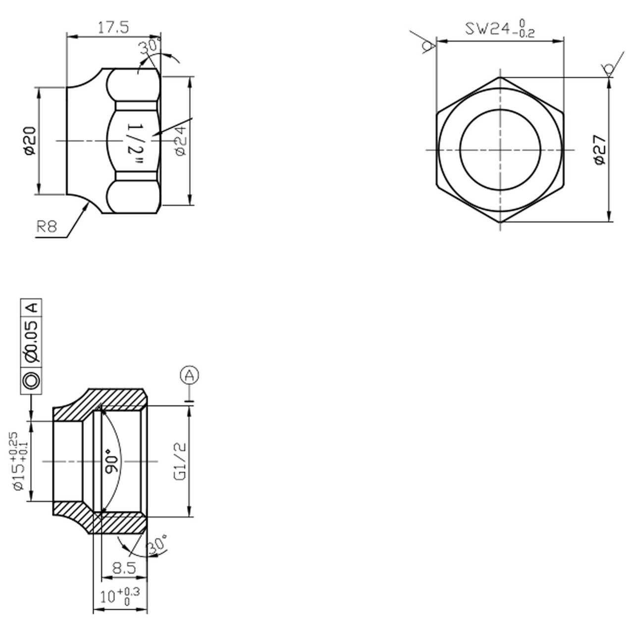 Brass Crox Nut - 15mm - Trade Depot