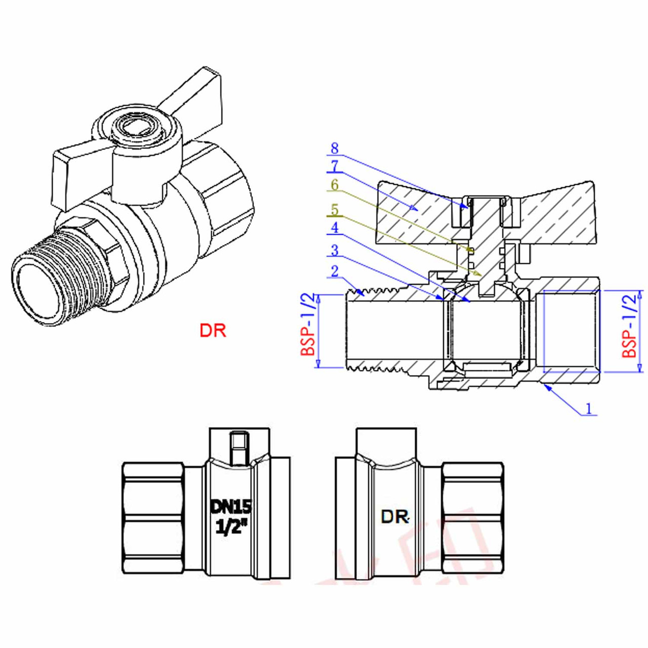 Brass Tee Handle Ball Valve - 15mm - Trade Depot