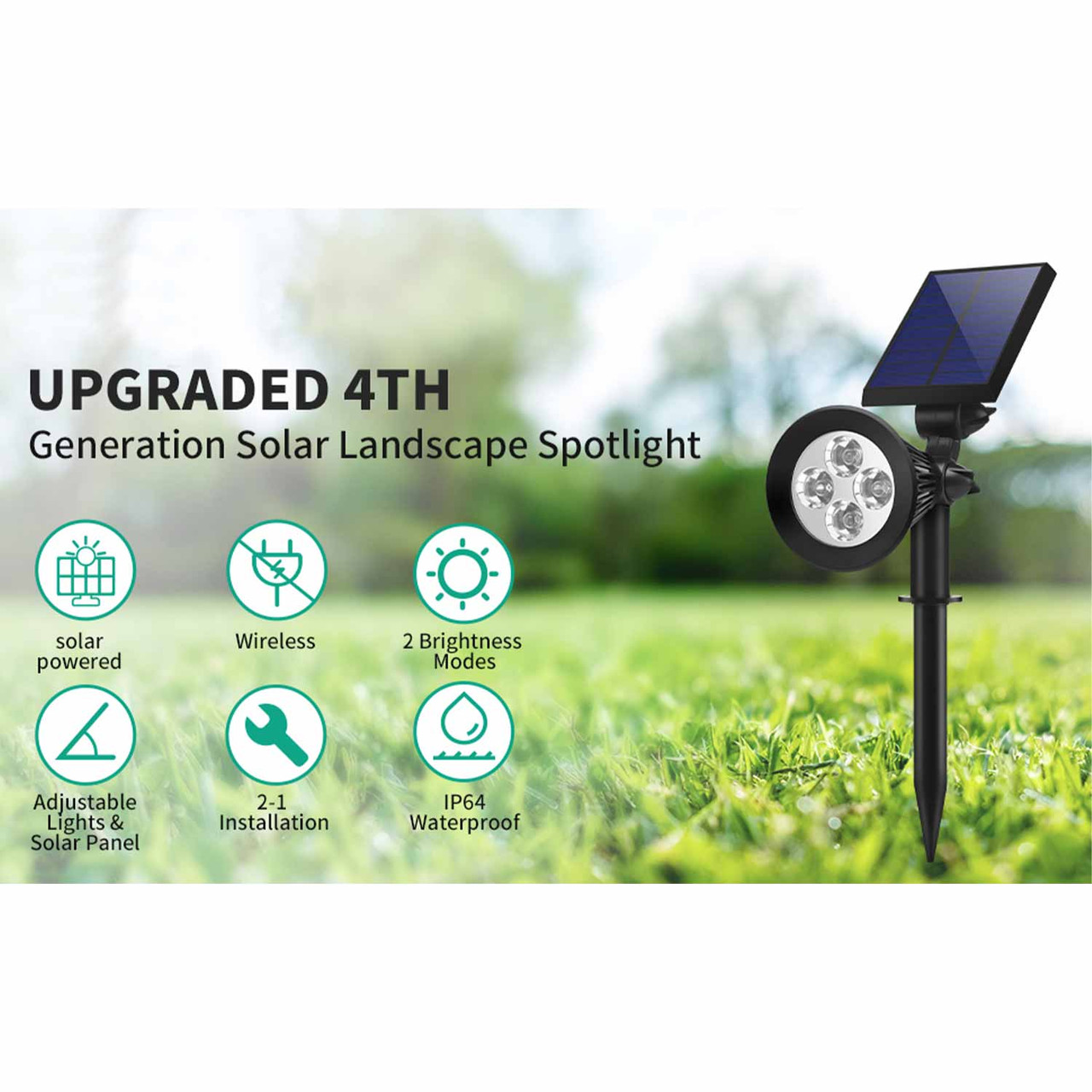 Outdoor Solar Power Garden Light - Pack of 2 - Trade Depot