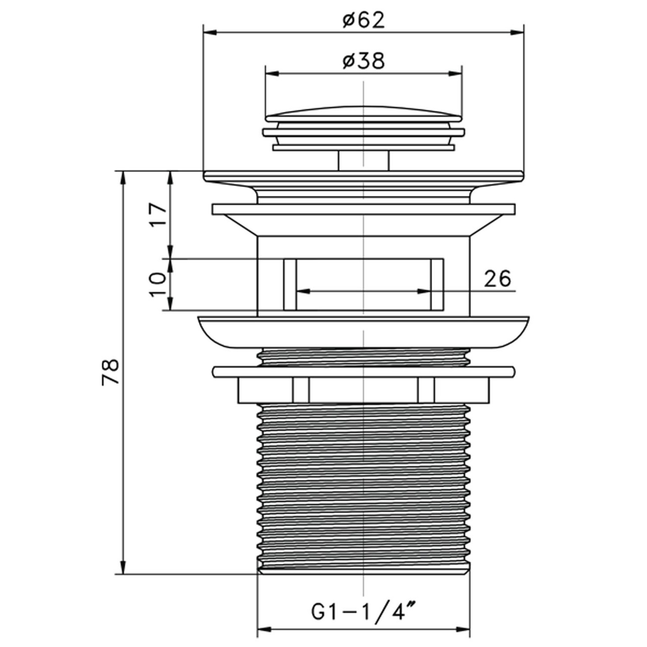 32mm Pop-up Waste With Overflow - Brushed Gunmetal - Trade Depot