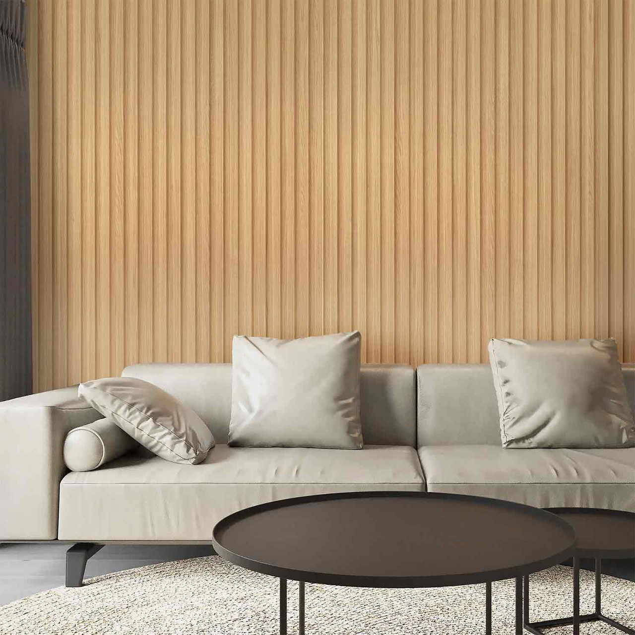 WPC Slat Wall Panels 4.87m² Natural Oak 3-Side 10x Panels - W 168mm x H ...