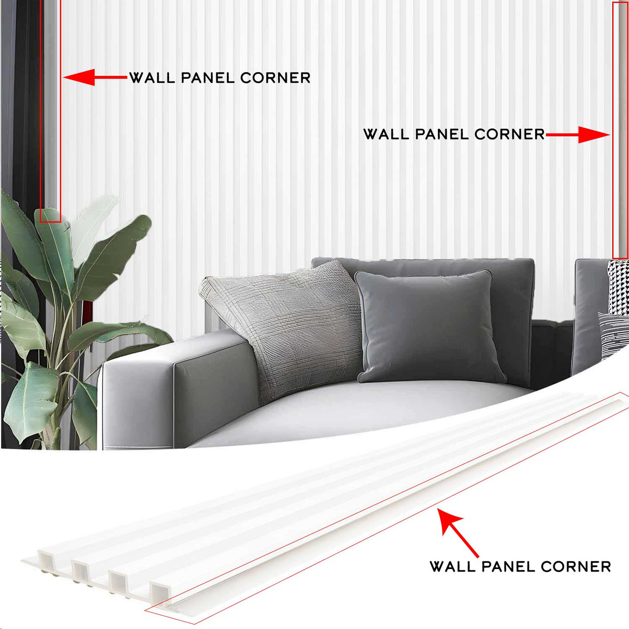 WPC Slat Wall Panel Corner - Off-White 2.9m x 30mm - Trade Depot
