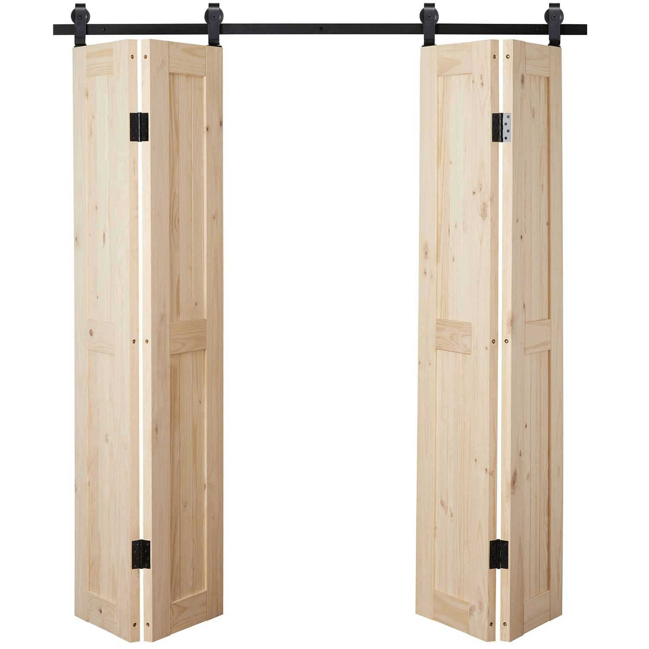 Top Mount Bi-Fold Barn Door Hardware Kit Black - 1.3m - Trade Depot