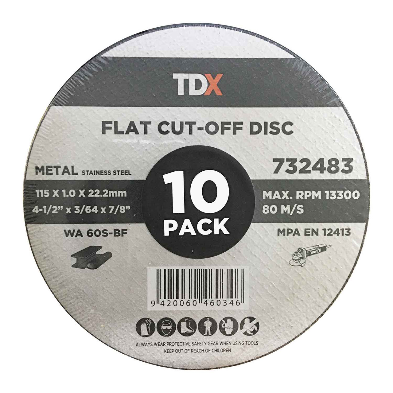 115x1x22.2mm Flat Cut-Off Disc - 10pcs - Trade Depot