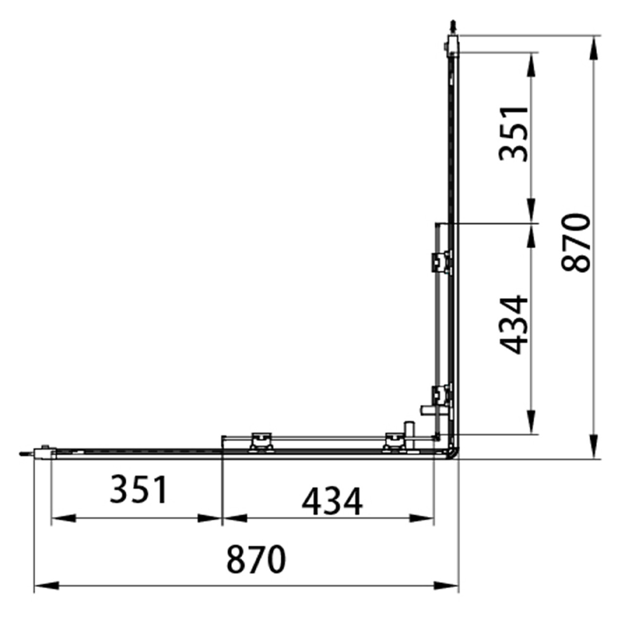 900mm Gunmetal Shower with Corner Waste - Square - Trade Depot