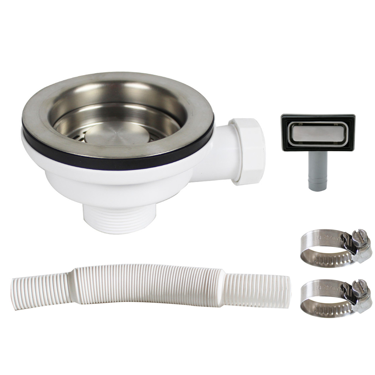 Kitchen Sink Waste with Overflow - Brushed Nickel - Trade Depot