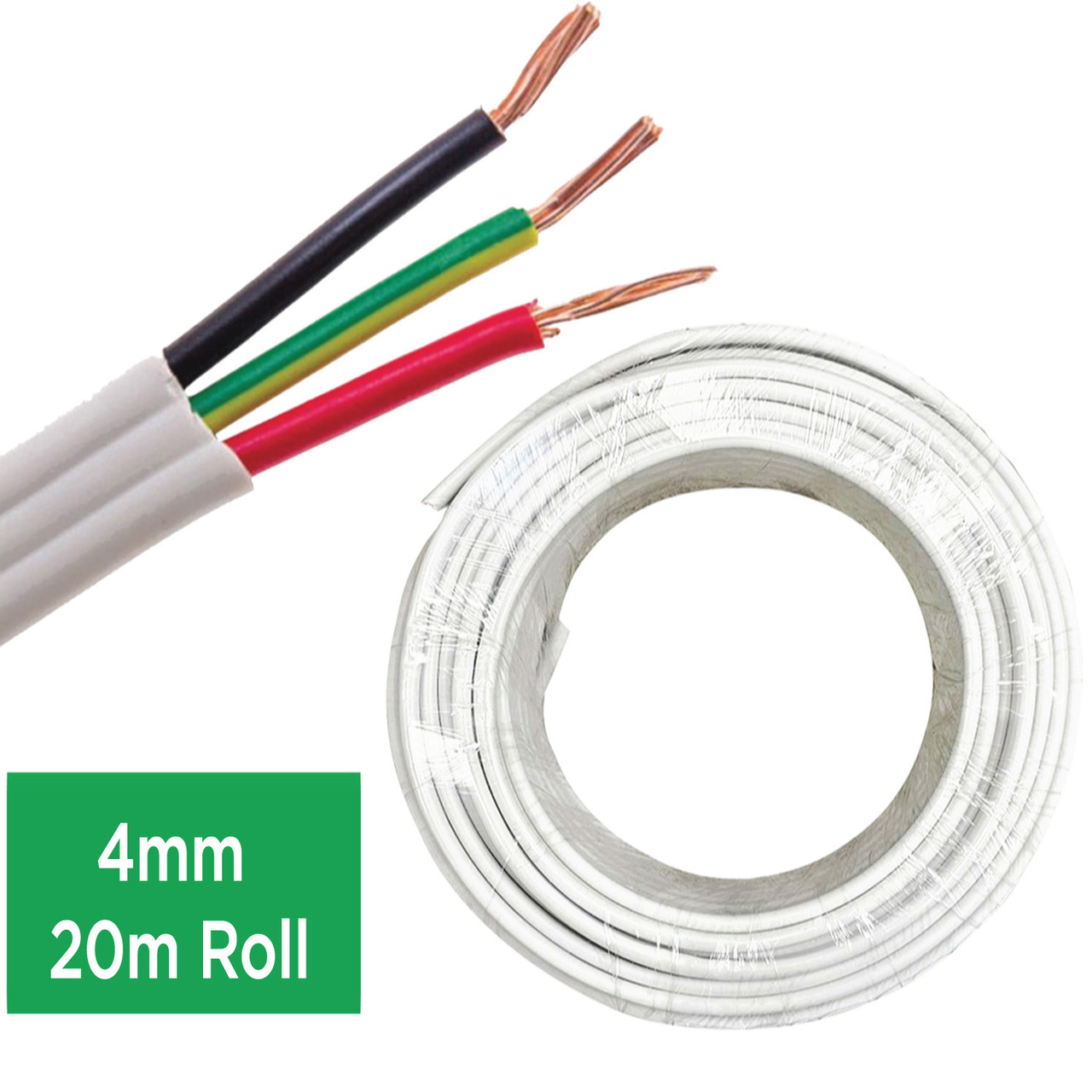 Electrical TPS Cable 4mm x 20M - White - Trade Depot