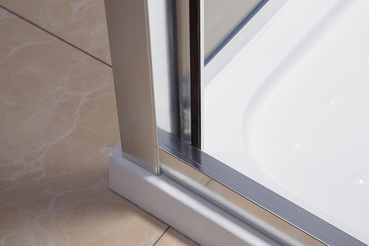 Locke 1000mm Chrome 1 Door Shower with Corner Waste - Square - Trade Depot