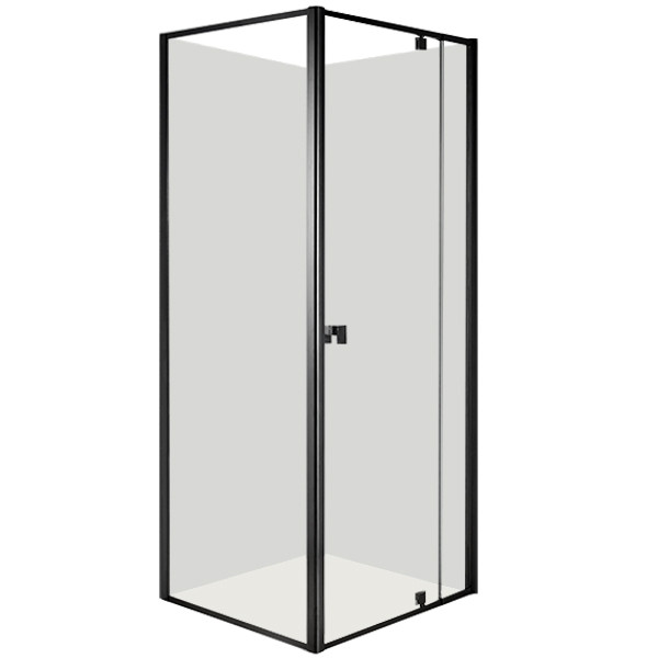 Locke 1000mm Black 1 Door Shower with Corner Waste - Square - Trade Depot