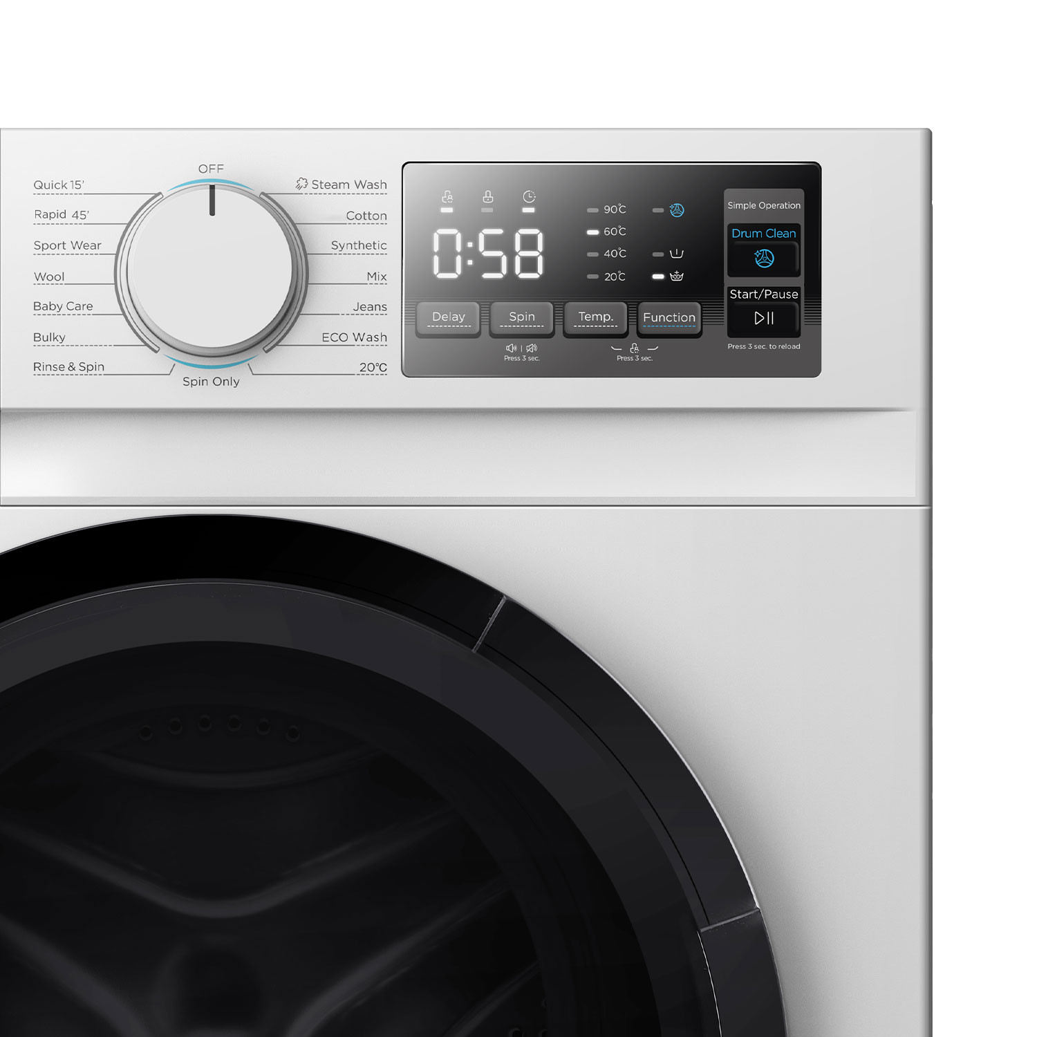 Nebula Steam Washing Machine Front Load - 8kg - Trade Depot