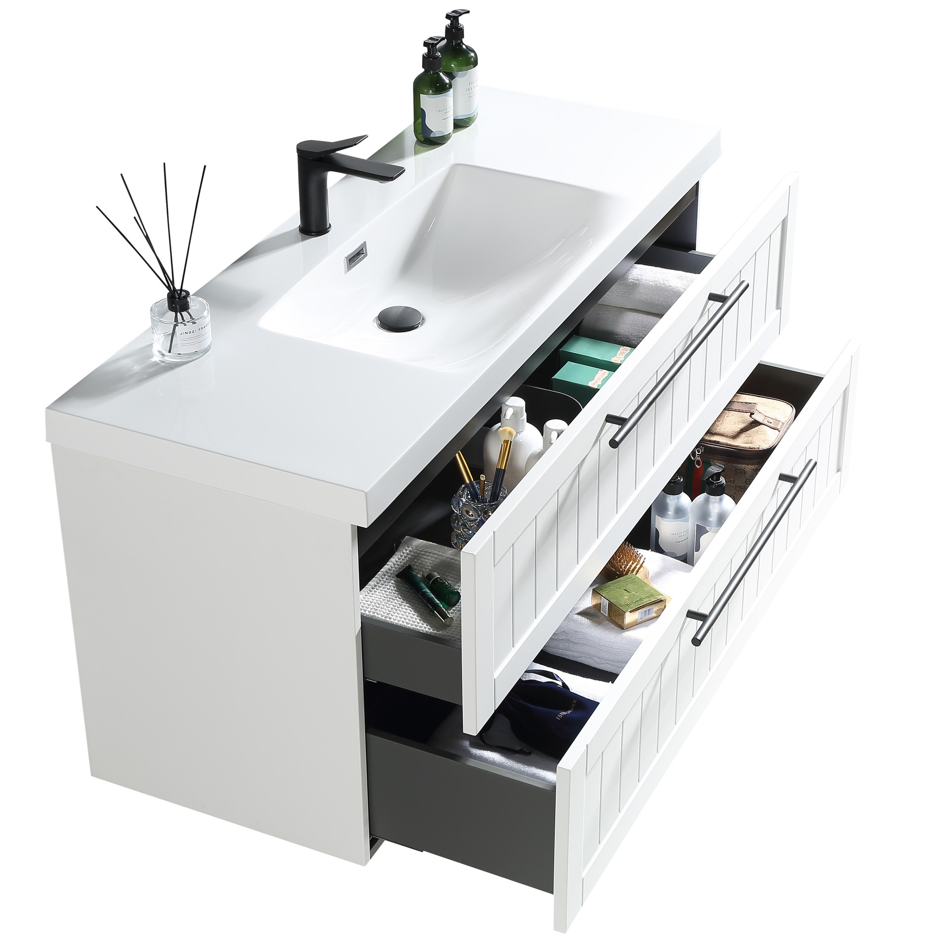 Vogue MILANI Wall Vanity with Stone Resin Omega Top 1200mm - Trade Depot