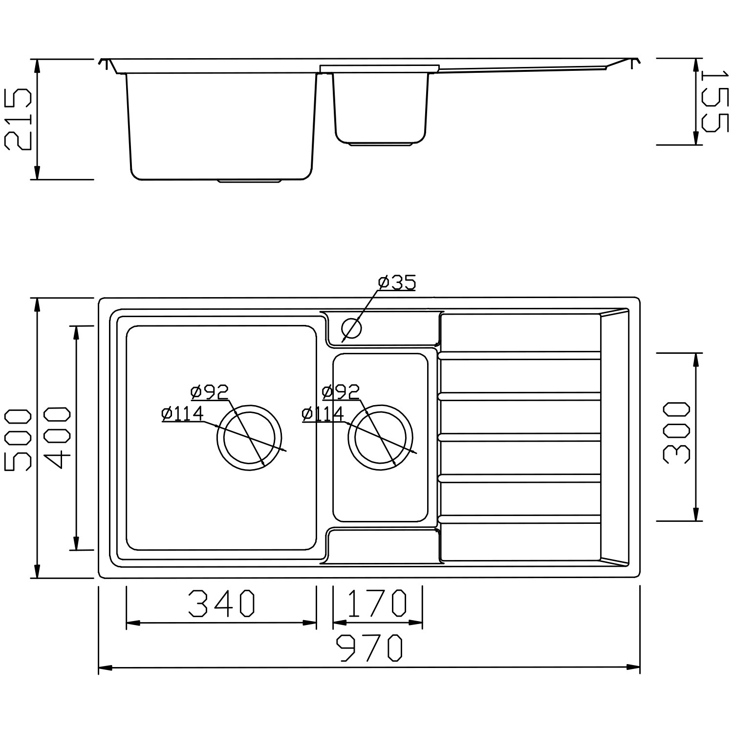 Klässich Strand Double Bowl Sink Insert Satin - 970mm - Trade Depot