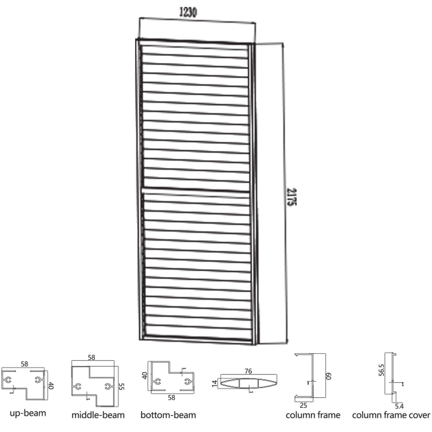 Louvre Wall Shutter for Pergola - 120cm - Trade Depot