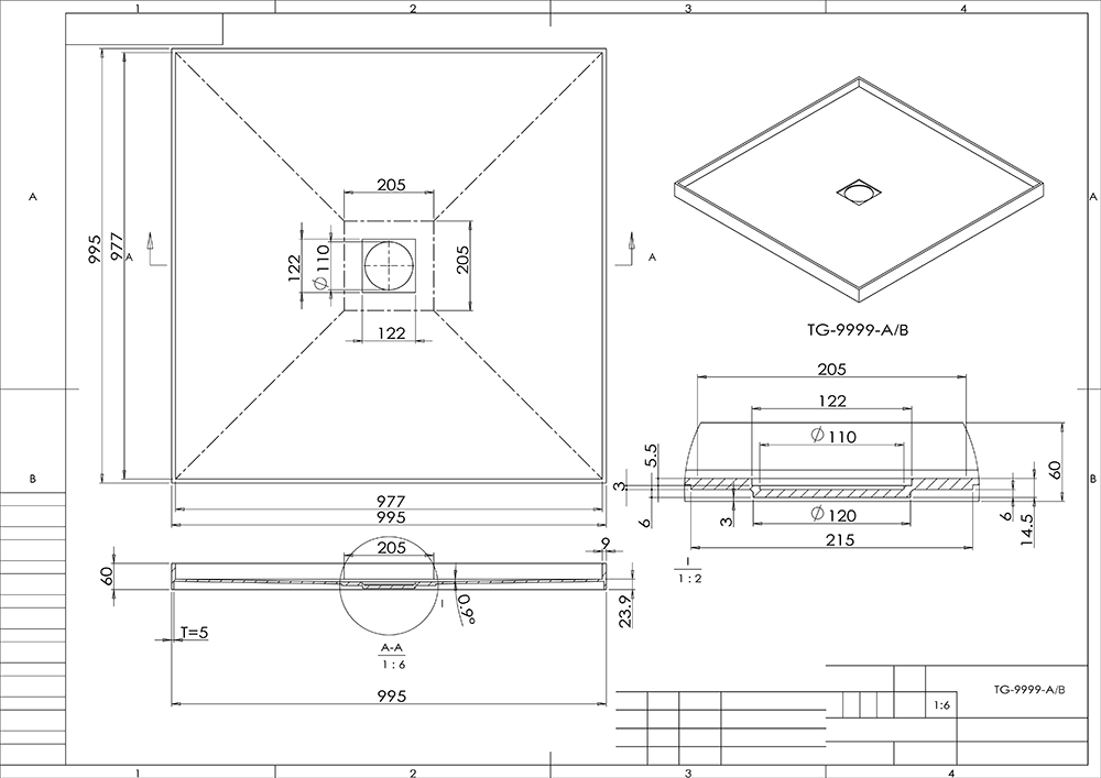 Vogue Tile Square Shower Tray 1000mm - Trade Depot