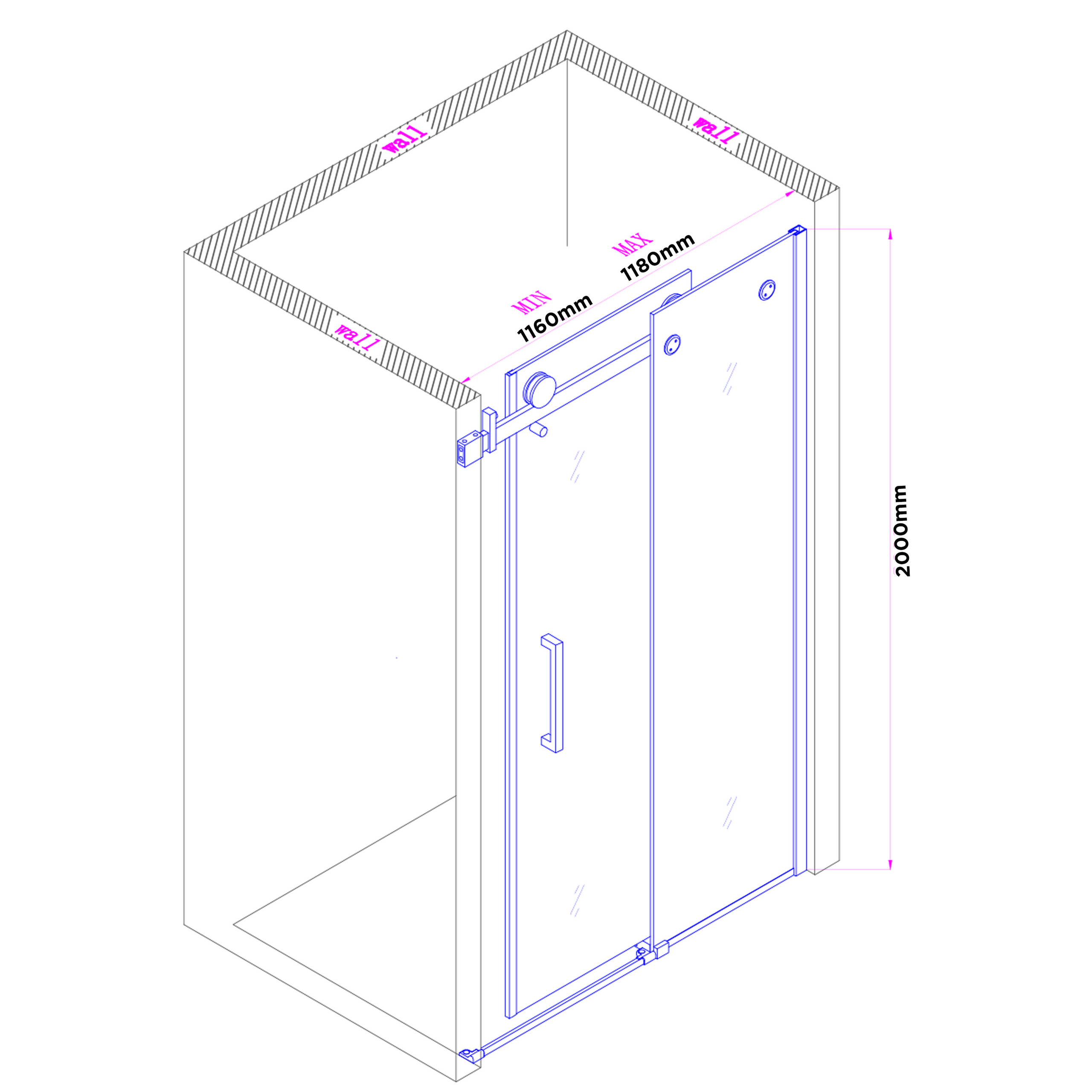 Vogue Sombra 1200mm Black Frameless Shower Combo - Trade Depot