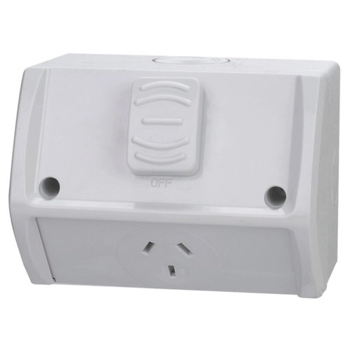 Single Outdoor Power Point 10A - Weatherproof - Trade Depot