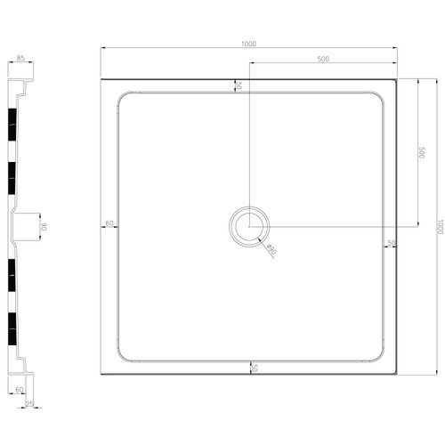 Vogue Square 3 Sided Shower Tray 1000mm - Trade Depot