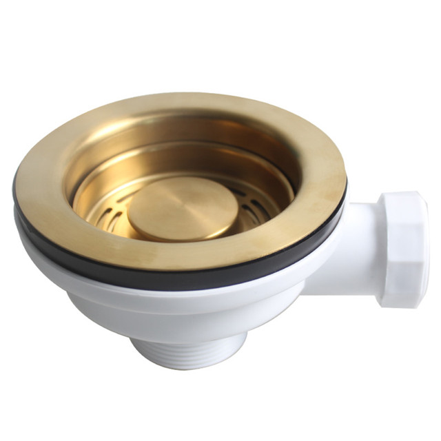 VOGUE Sink Basket Waste With Overflow Brushed Brass - 42mm - Trade Depot