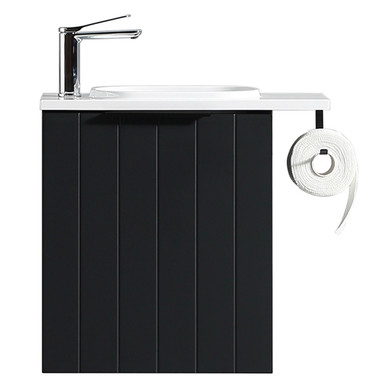 Noe Wall Vanity With Top and Holder 440mm - Matte Black - Trade Depot