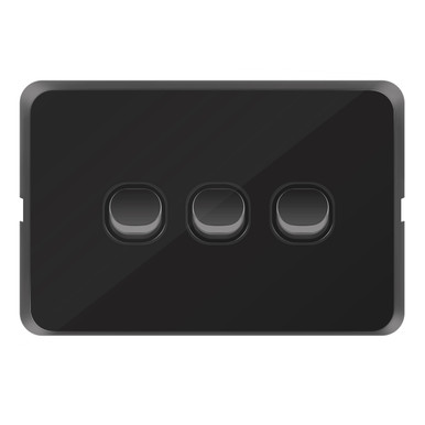 Edge Electrical 3 Gang Switch Black 10A - Universal - Trade Depot