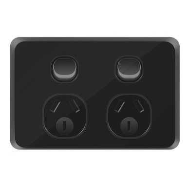 Edge Double Power Point Black 10A - Horizontal - Trade Depot