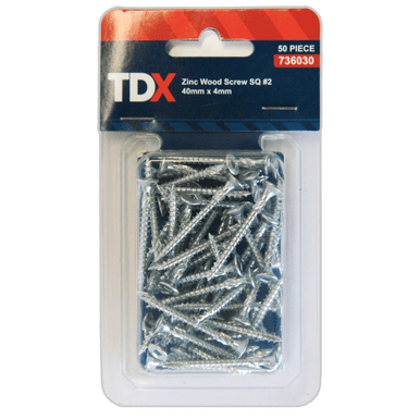 TDX Zinc Plated Wood Screw 4 x 40mm - Pack of 50 - Trade Depot