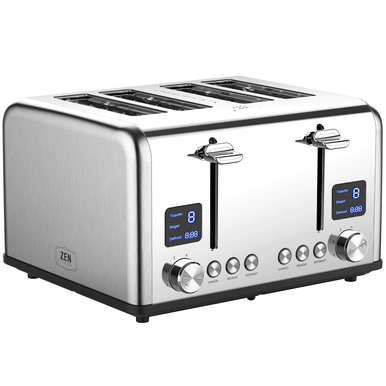 Zen Living 4-Slice Modern Toaster with LED Display - Stainless Steel ...