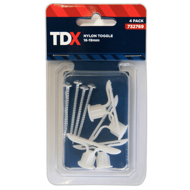TDX Nylon Toggle with Screws 16-19mm (Pack of 4) - Trade Depot