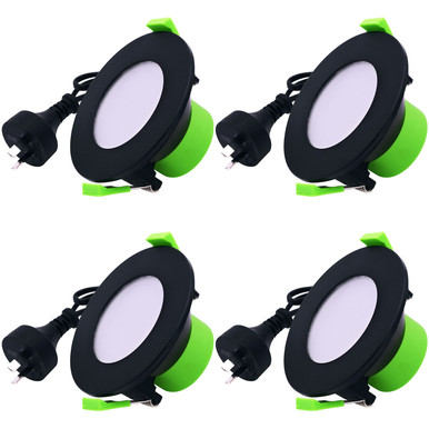 LED Downlight Black 8W Dimmable - 110mm (Cutout Ø90mm) Pack of 4 ...