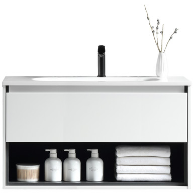 Fremont Wall Vanity with Arc Top 1000mm - White Glossy - Trade Depot