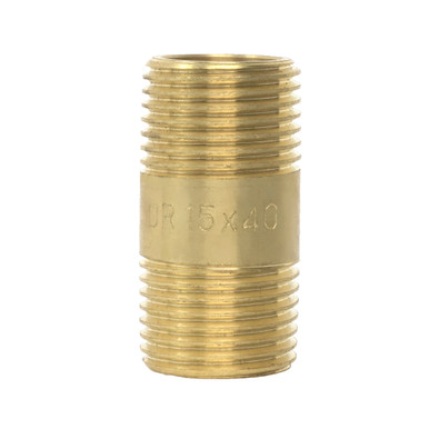 Brass Barrel Nipple - 15mm x 40mm - Trade Depot