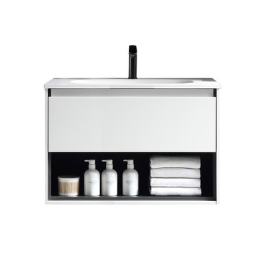 Fremont Wall Vanity with Ceramic Top 500mm - White Glossy - Trade Depot