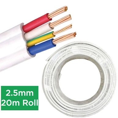 Electrical TPS Cable 3 CORE 2.5mm x 20M - White - Trade Depot
