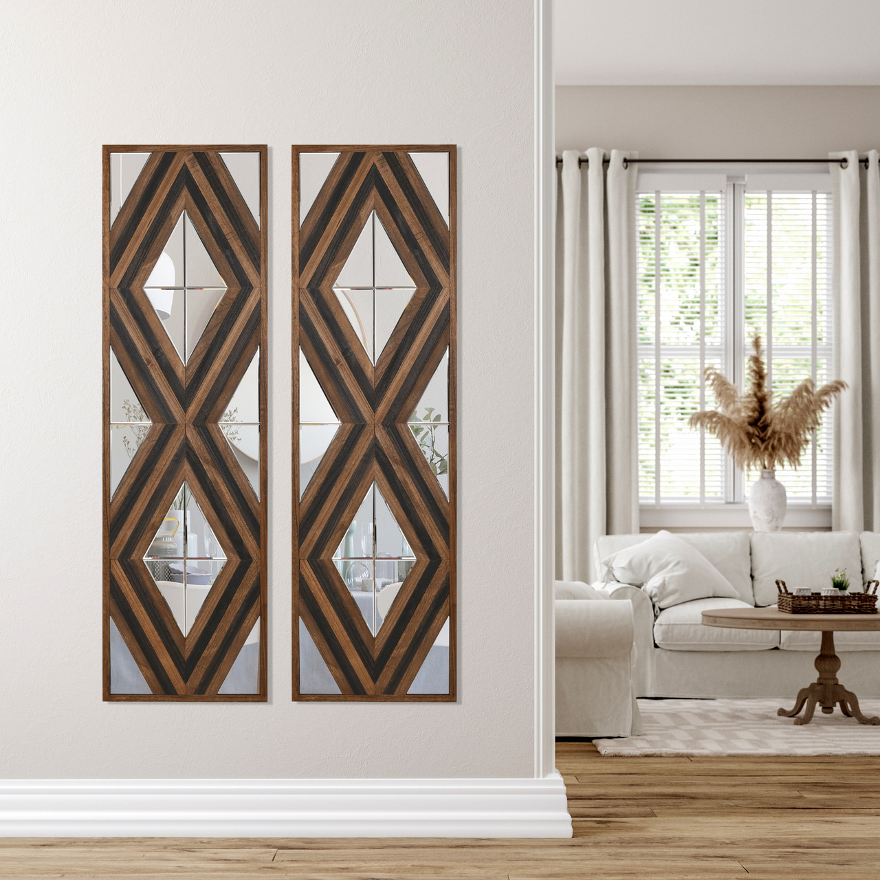 Contemporary Aspen Double Diamond Multi Tone 72 Inch Mirror - World of ...