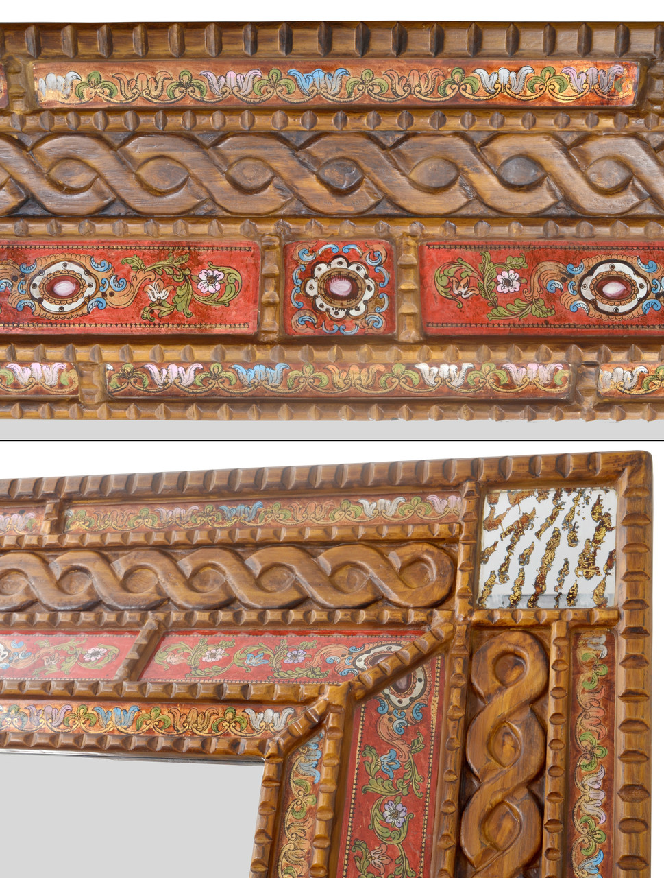 Peruvian Painted Glass Serpentine Mirror - World of Decor