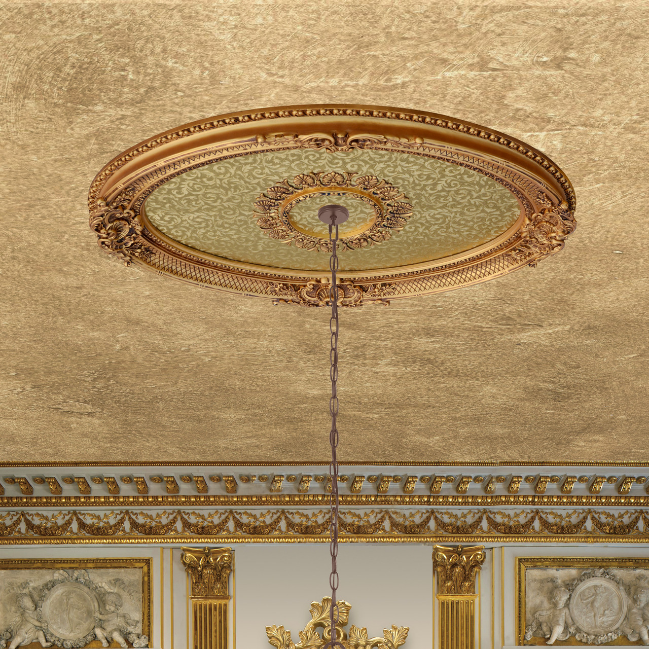 43.20" DIA Gold Ceiling Fan Lighting Medallion DIY Decorative Lighting ...