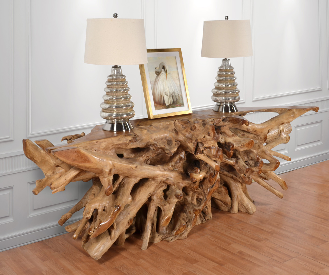 99 Inch Live Edge Teak Root Console - World of Decor