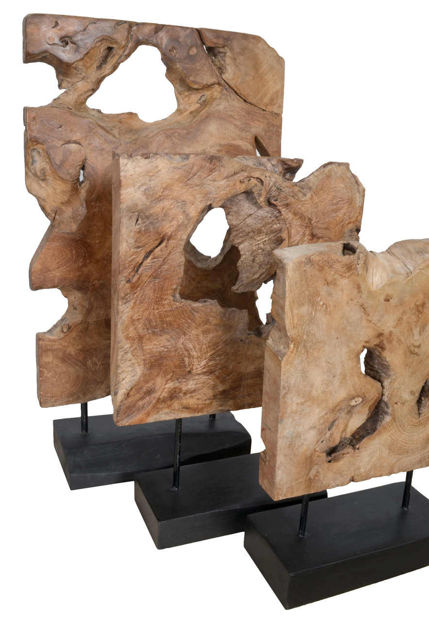 Mountain Studios Teak Organic Sculpture Set of 3 Graduated Height up to ...