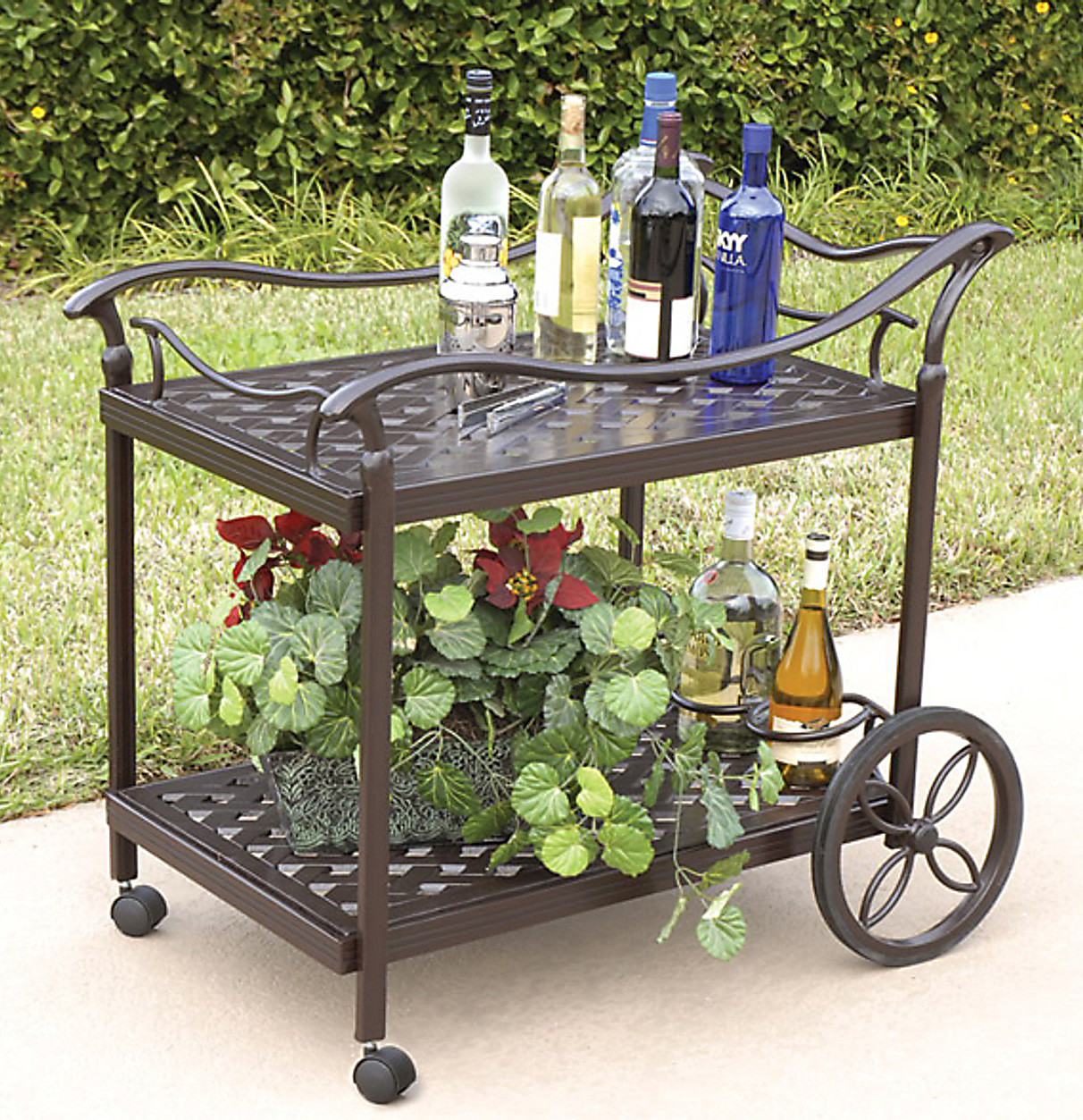 Savannah Outdoor Aluminum Serving Tea Cart - World of Decor